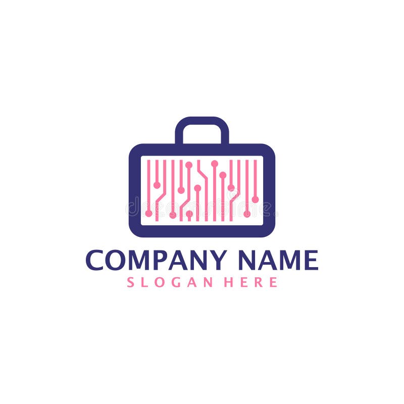 Tech Suitcase Logo Design Vector. Stock Vector - Illustration of line ...