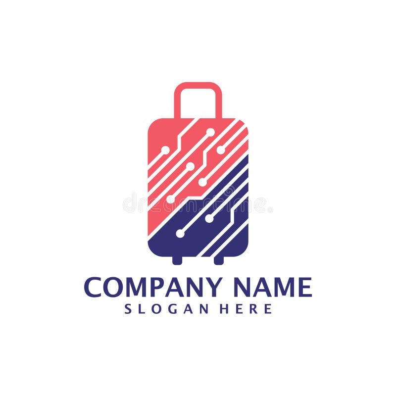 Tech Suitcase Logo Design Vector. Suitcase Logo Design Template Concept ...