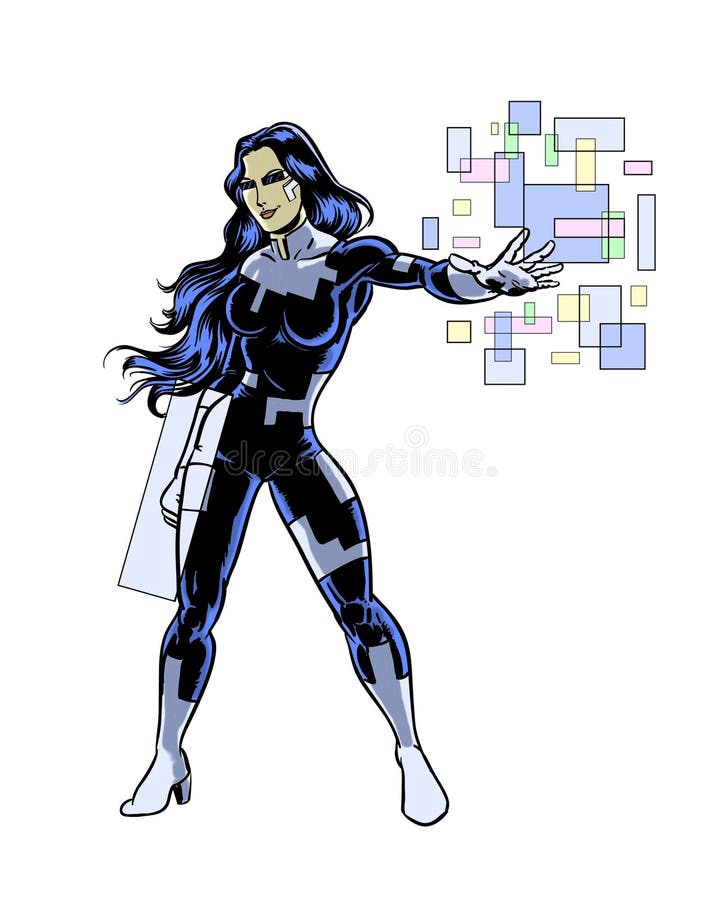 Tech Super Hero Woman Comic Book Illustrated Character Stock ...