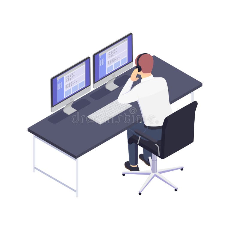 Tech Support Agent Composition Stock Vector - Illustration of computer ...