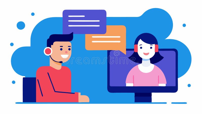 Tech Support Chat an Illustration Showing a Trainer Communicating with ...