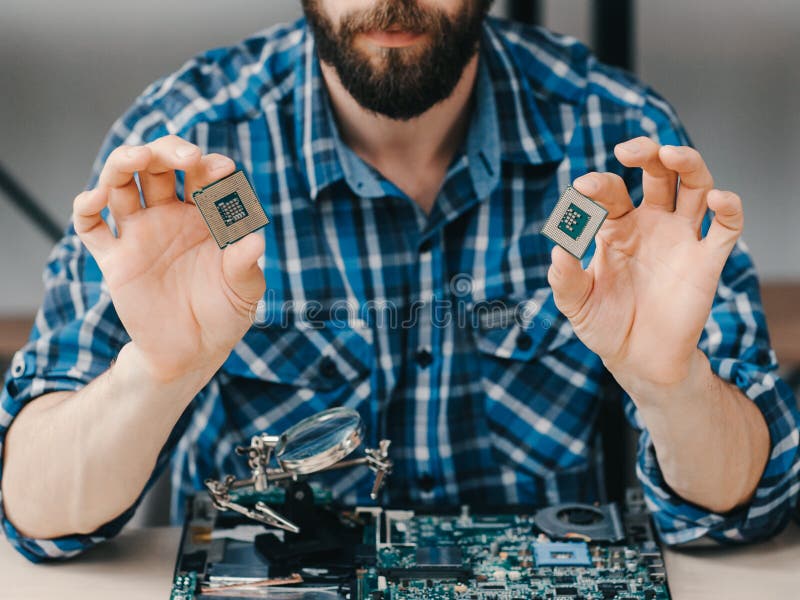 Tech Support Disassembled Laptop Engineer Cpu Stock Image - Image of ...