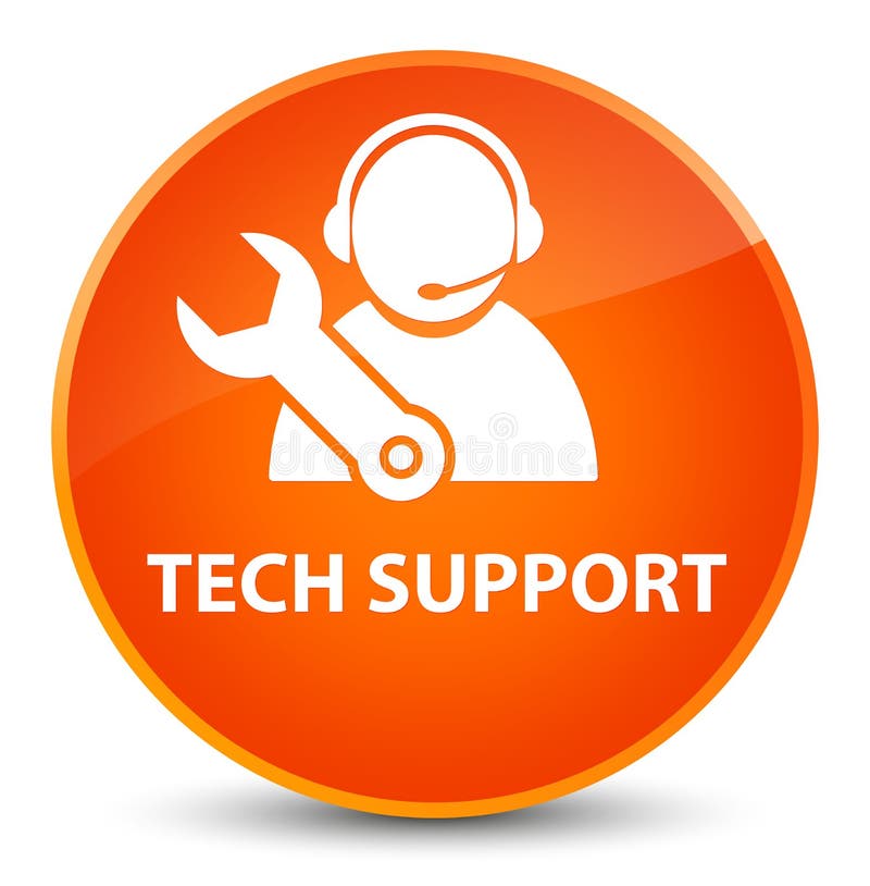 Tech Support Elegant Orange Round Button Stock Illustration ...