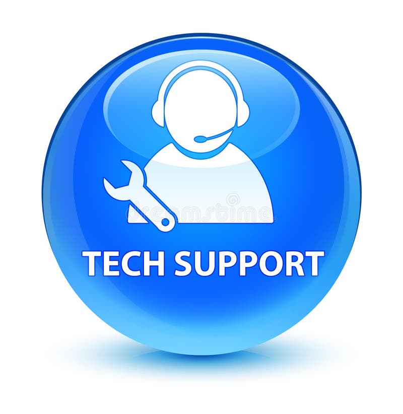 Tech Support Glassy Cyan Blue Round Button Stock Illustration ...