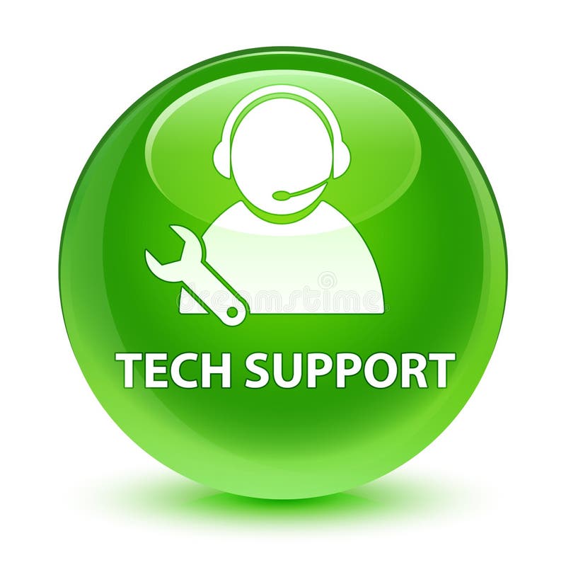 Tech Support Glassy Green Round Button Stock Illustration ...