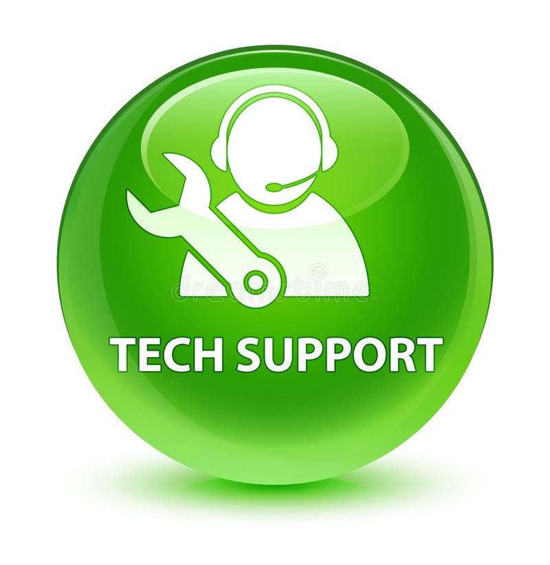Tech Support Glassy Green Round Button Stock Illustration ...