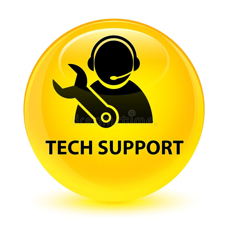 Tech Support Glassy Yellow Round Button Stock Illustration ...