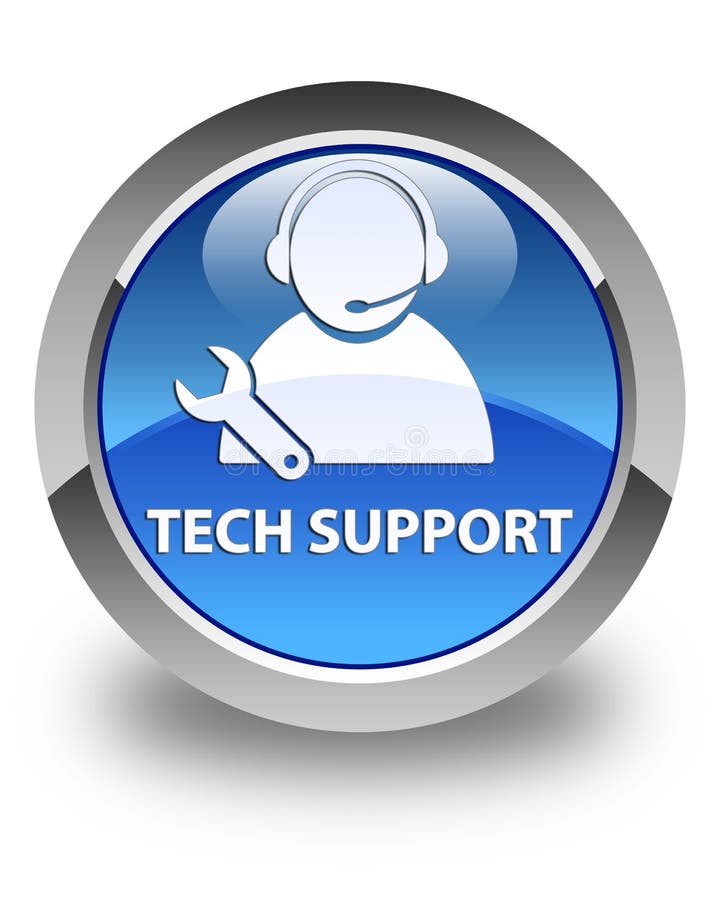 Tech Support Glossy Blue Round Button Stock Illustration - Illustration ...