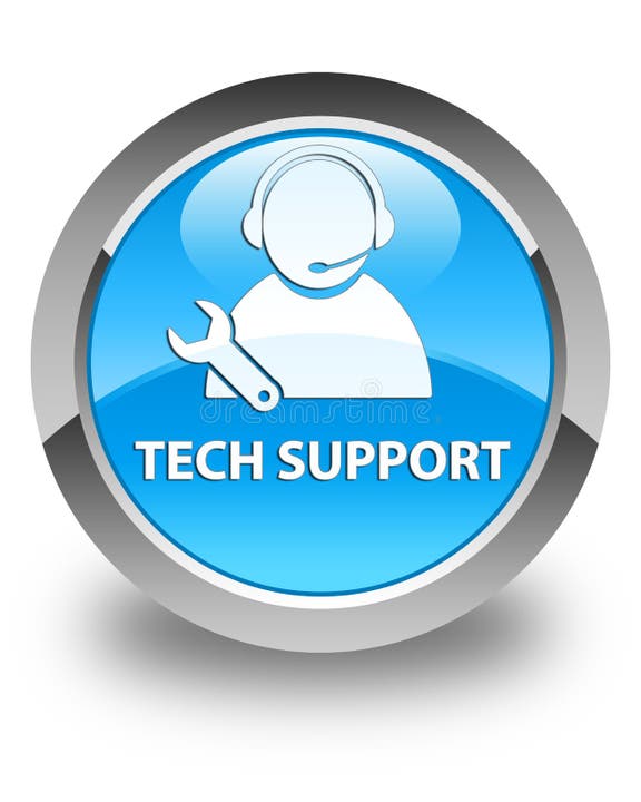 Tech Support Glossy Cyan Blue Round Button Stock Illustration ...