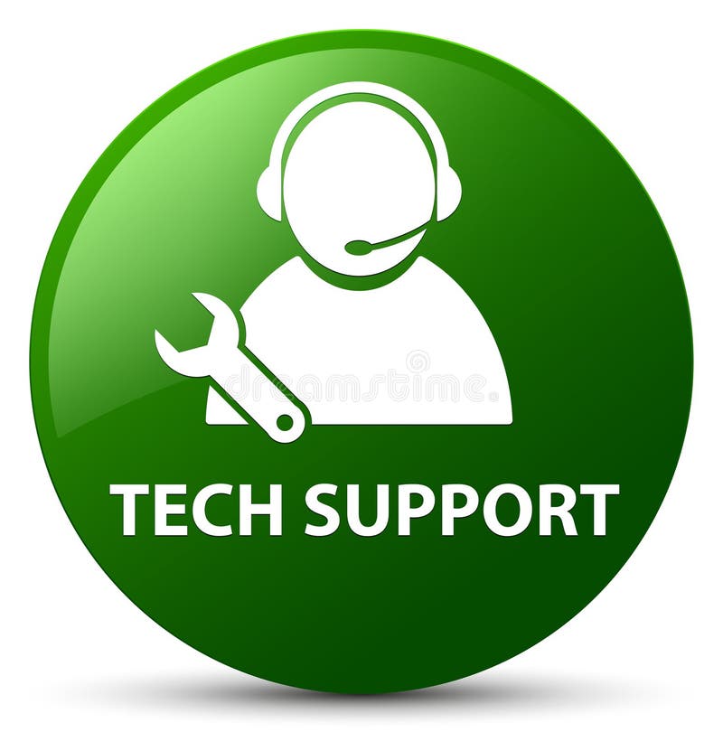 Tech Support Green Round Button Stock Illustration - Illustration of ...