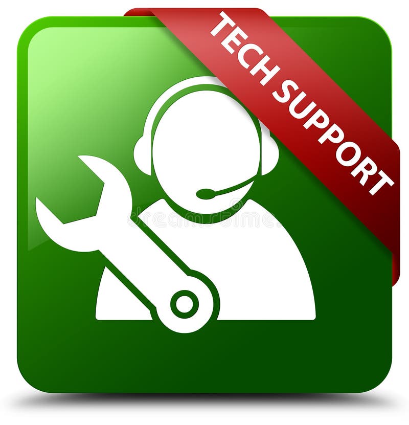 Tech Support Green Square Button Stock Illustration - Illustration of ...