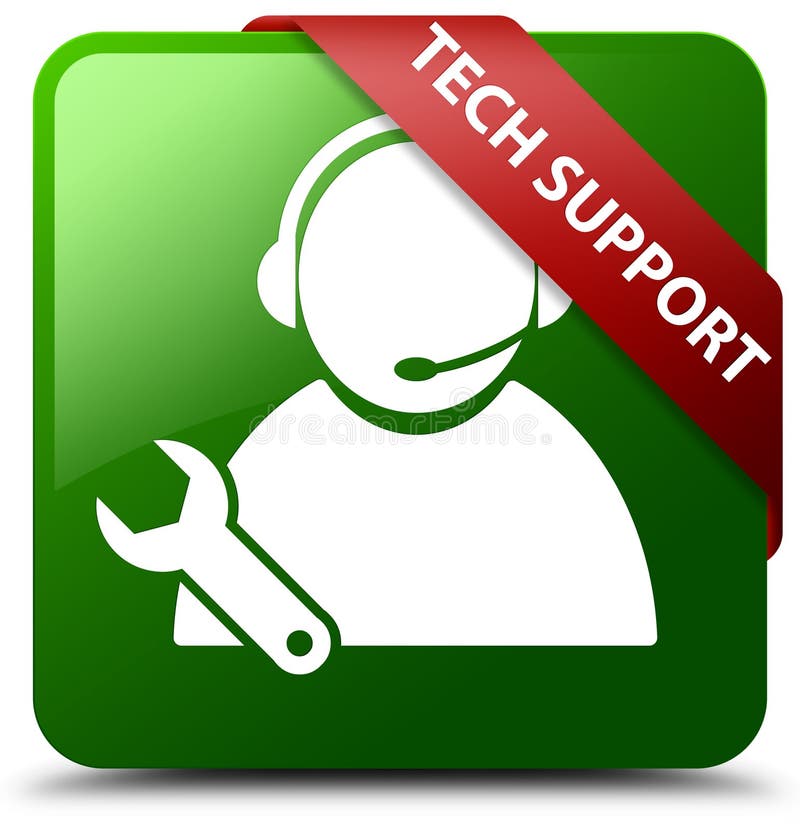 Tech Support Green Square Button Stock Illustration - Illustration of ...