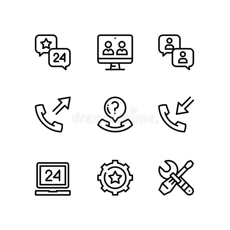 Support, Service, Help Simple Line Icons for Web and Mobile Design Pack ...