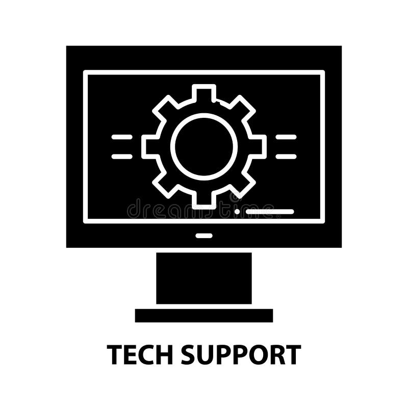 Tech Support Symbol Icon, Black Vector Sign with Editable Strokes ...