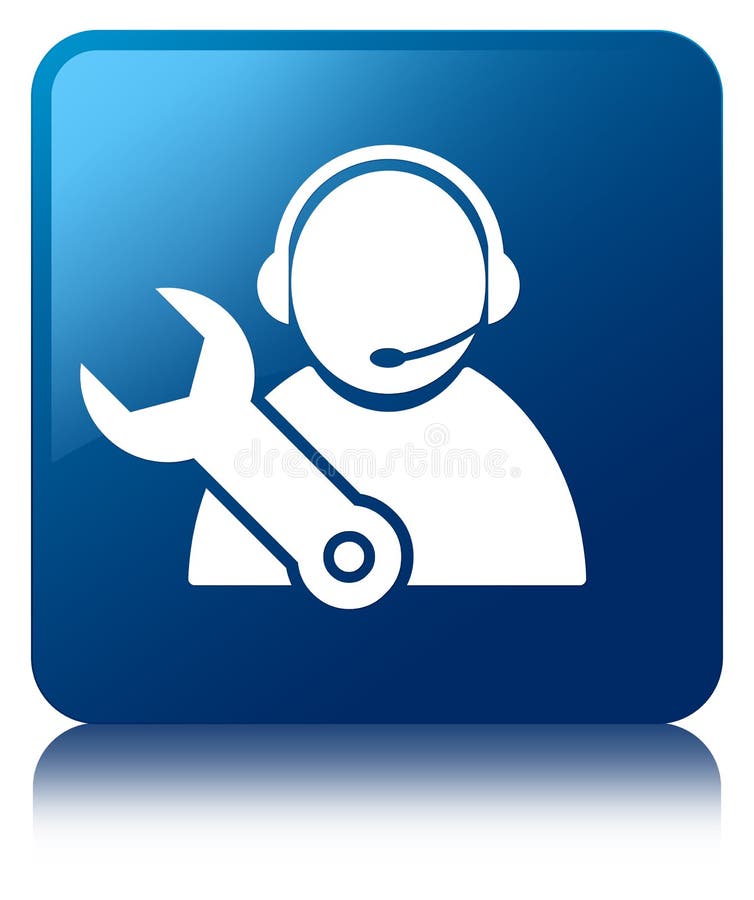 Tech Support Icon Blue Square Button Stock Illustration - Illustration ...