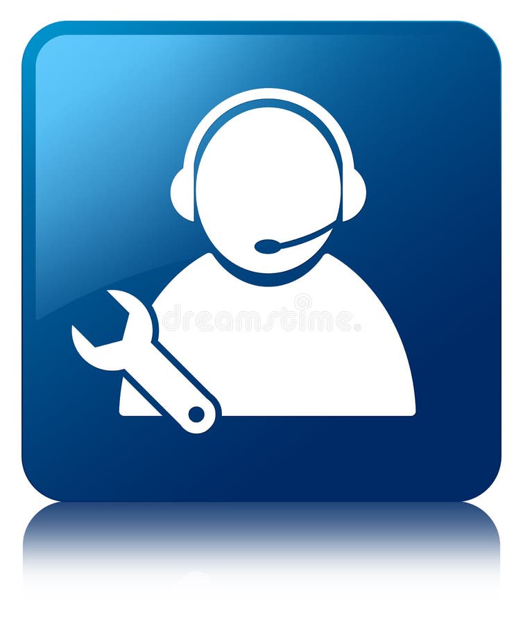 Tech Support Icon Blue Square Button Stock Illustration - Illustration ...