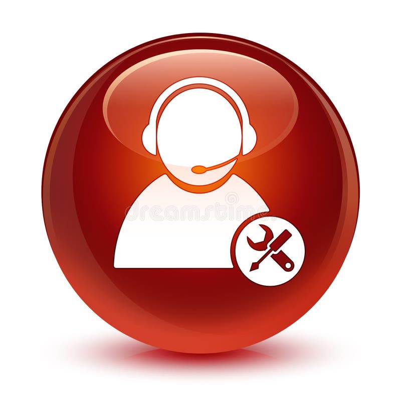 Tech Support Icon Glassy Brown Round Button Stock Illustration ...