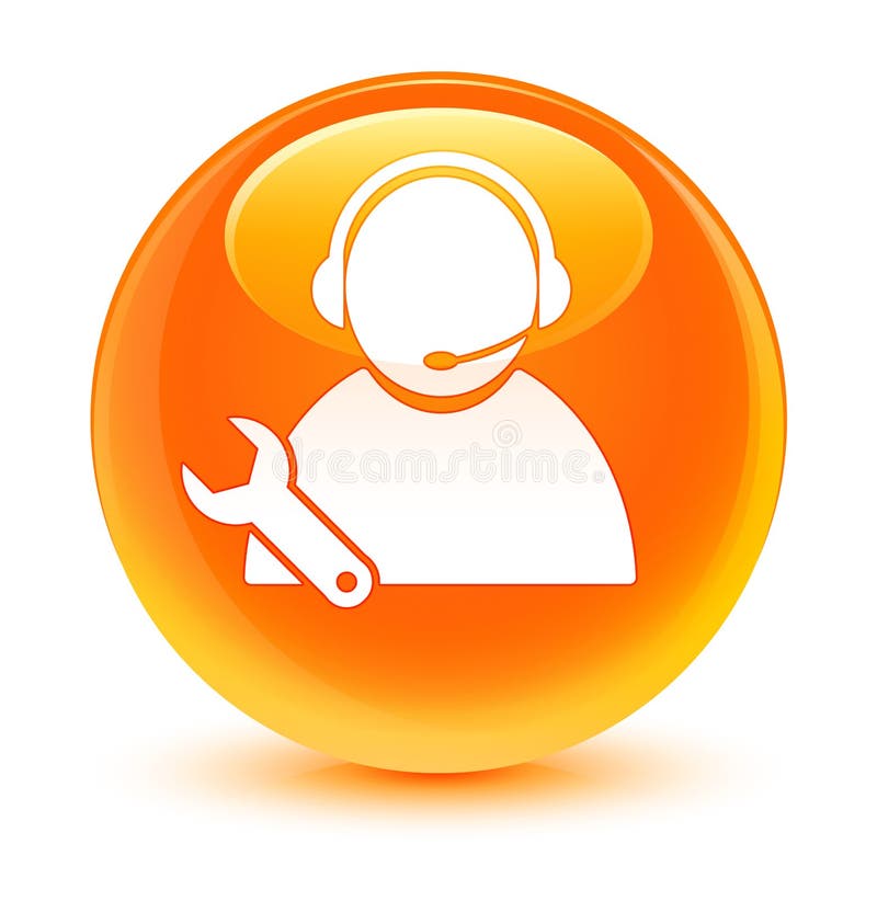 Tech Support Icon Glassy Orange Round Button Stock Illustration ...