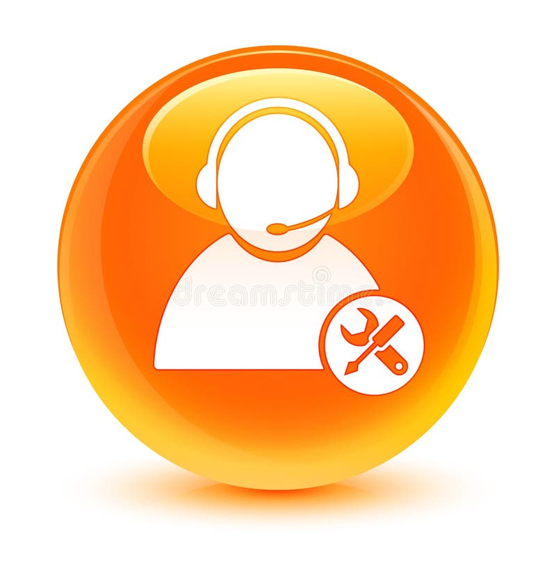 Tech Support Icon Glassy Orange Round Button Stock Illustration ...