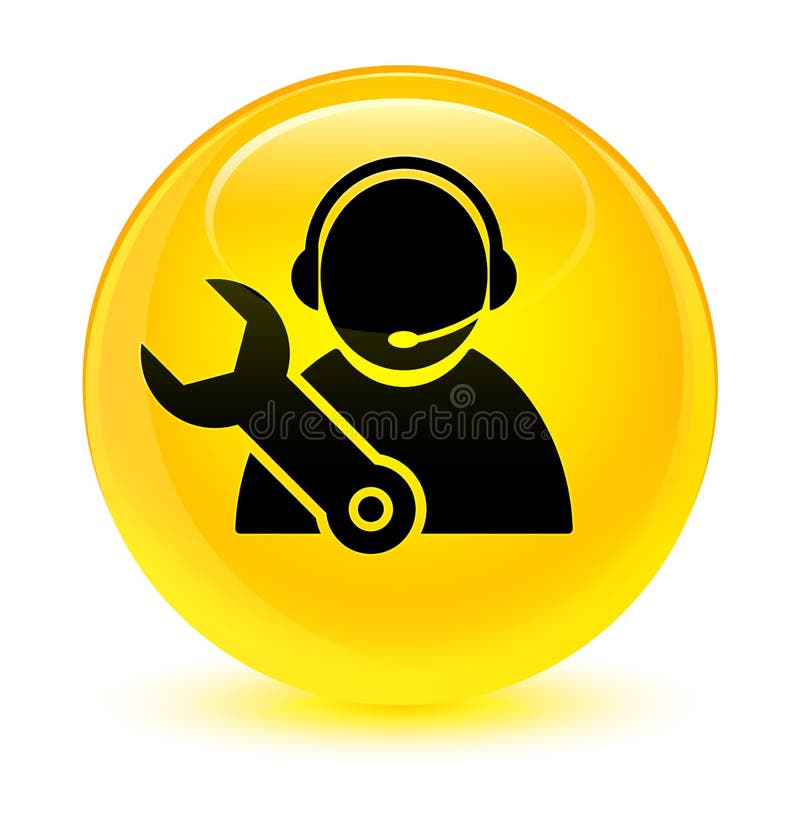 Tech Support Icon Glassy Yellow Round Button Stock Illustration ...