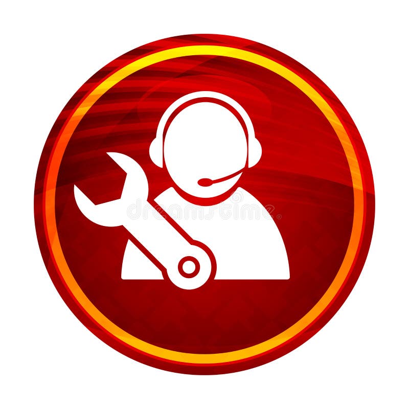 Tech Support Icon Creative Red Round Button Illustration Design Stock ...
