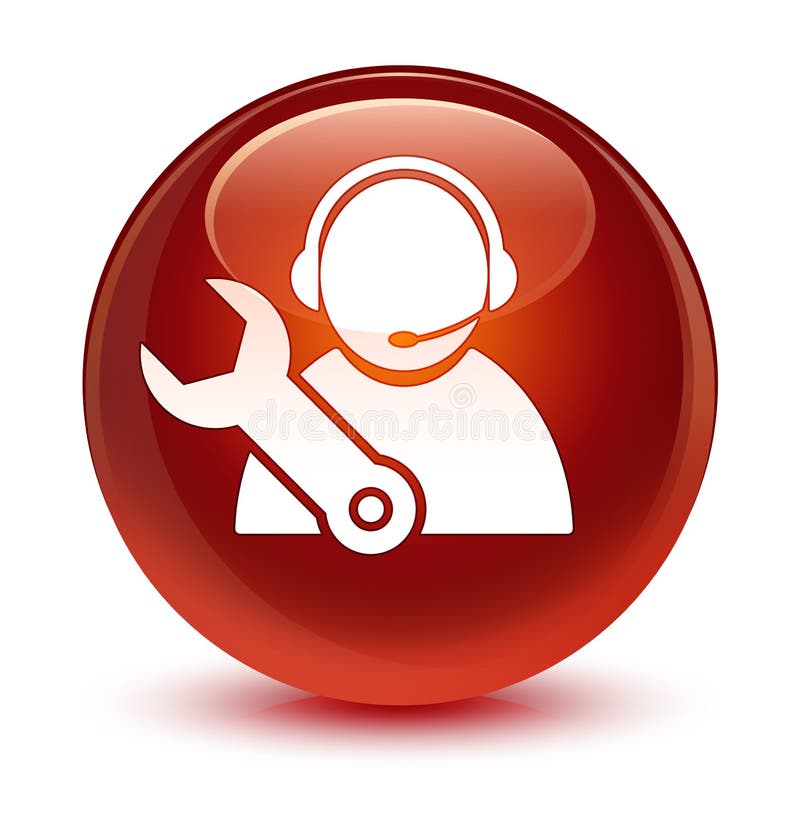 Tech Support Icon Glassy Brown Round Button Stock Illustration ...
