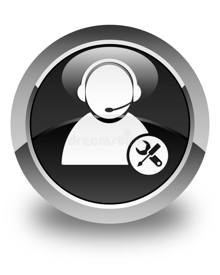 Tech Support Icon Glossy Black Round Button Stock Illustration ...