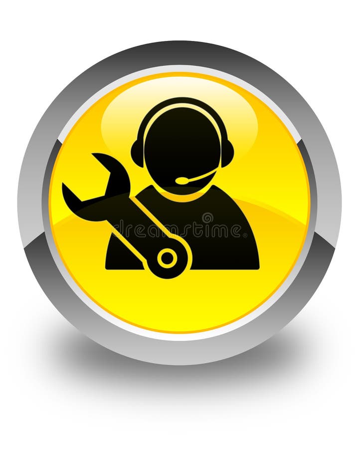 Tech Support Icon Glossy Yellow Round Button Stock Illustration ...