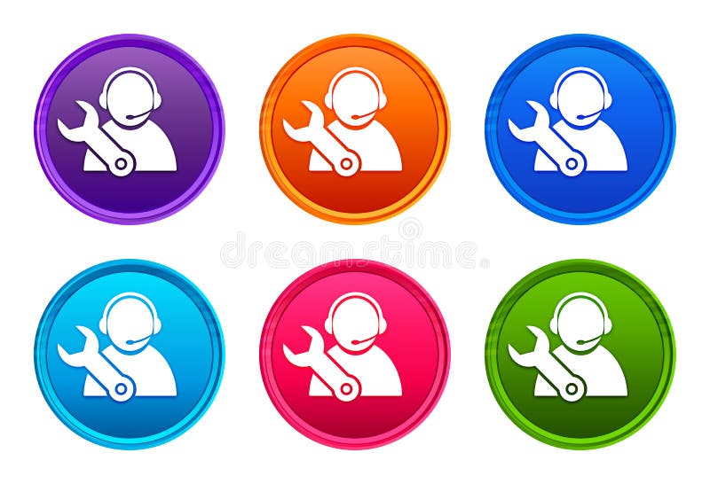Tech Support Icon Luxury Bright Round Button Set 6 Color Vector Stock ...