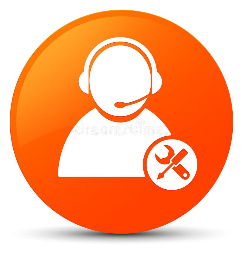 Tech Support Icon Orange Round Button Stock Illustration - Illustration ...