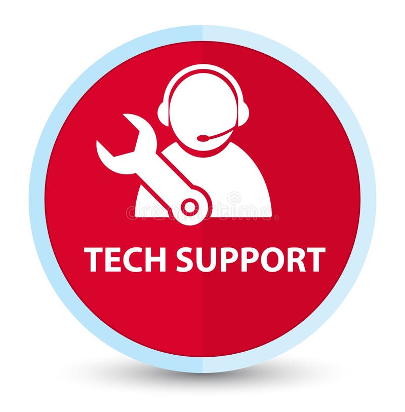 Tech Support Flat Prime Red Round Button Stock Vector - Illustration of ...