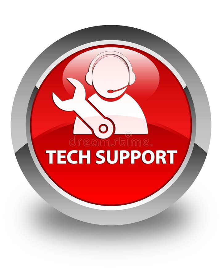 Tech Support Glossy Red Round Button Stock Illustration - Illustration ...
