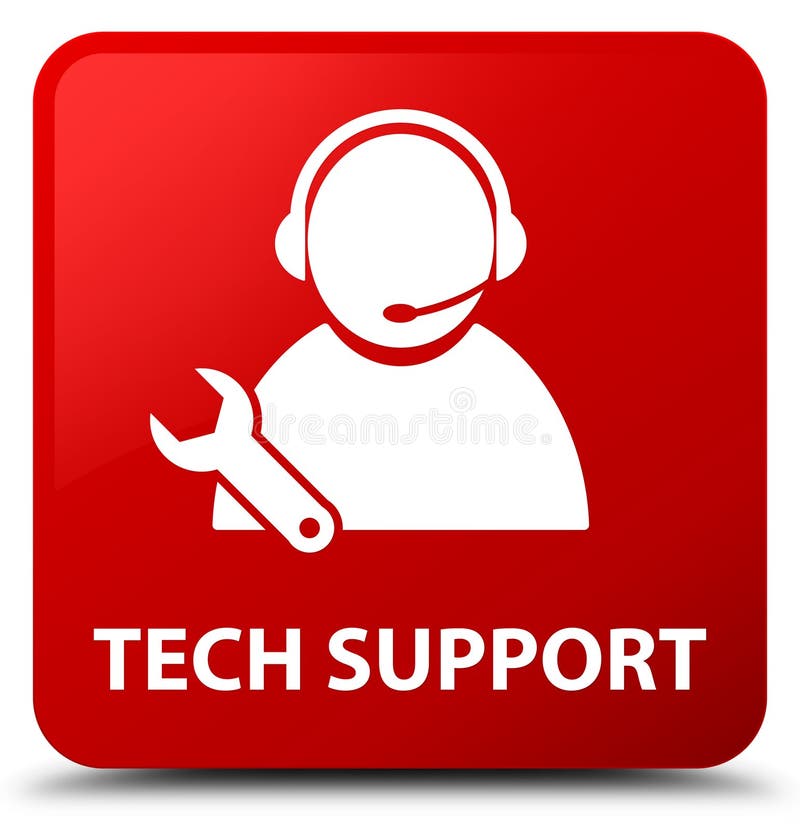 Tech Support Red Square Button Stock Illustration - Illustration of ...