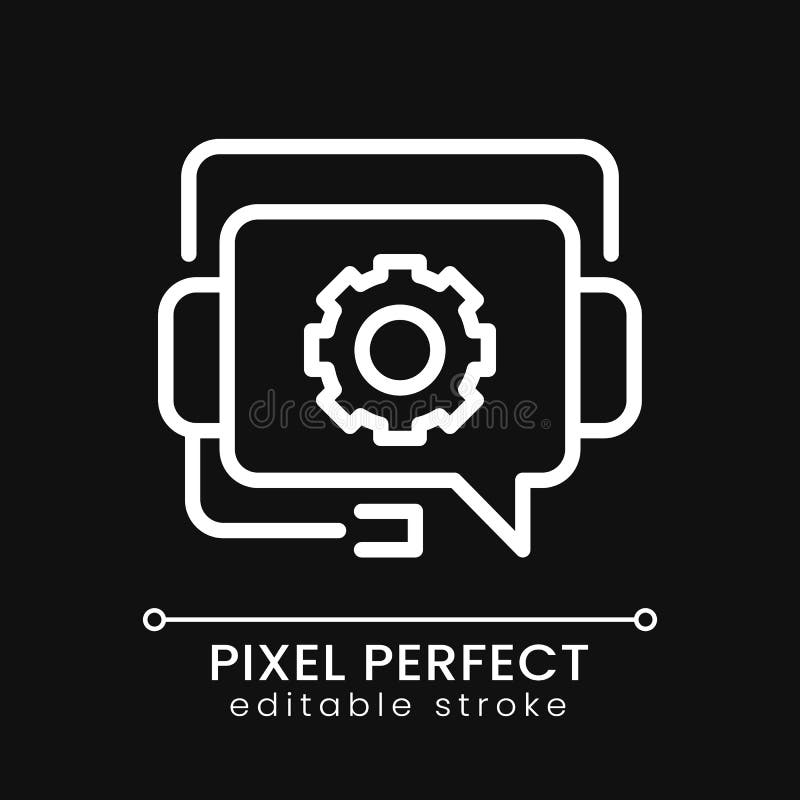 Tech Support Pixel Perfect White Linear Icon for Dark Theme Stock ...