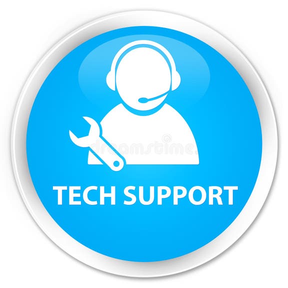 Tech Support Premium Cyan Blue Round Button Stock Illustration ...