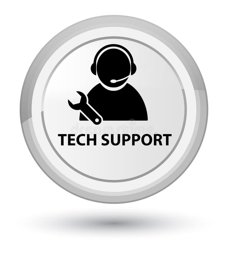 Tech Support Prime White Round Button Stock Illustration - Illustration ...