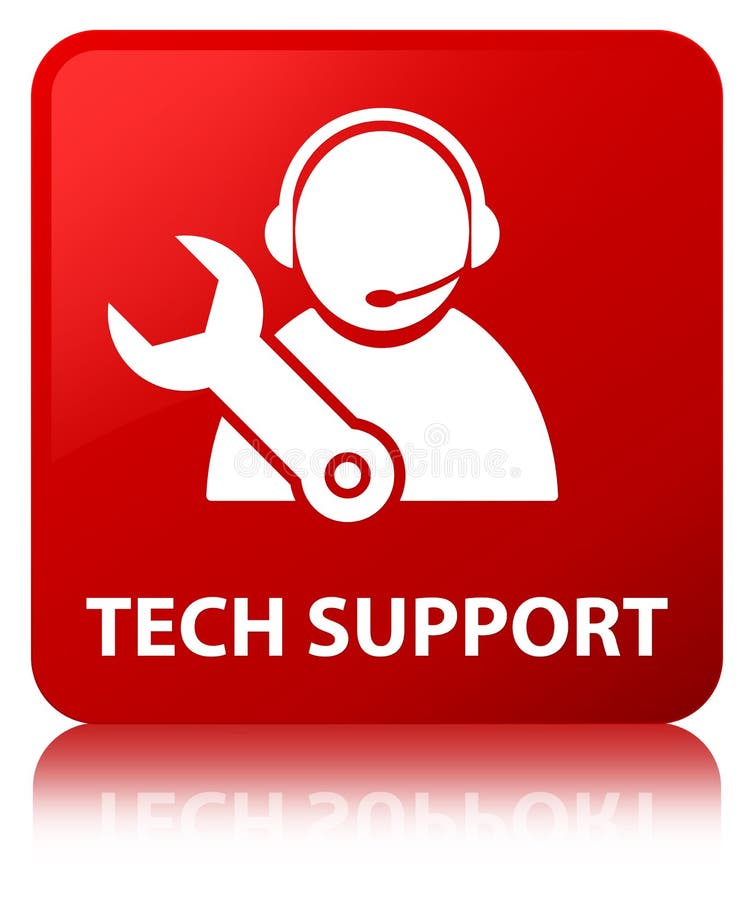 Tech Support Red Square Button Stock Illustration - Illustration of ...