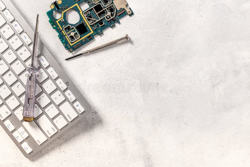 Tech Support Repair Concept - Computer with Circuit Board Stock Photo ...