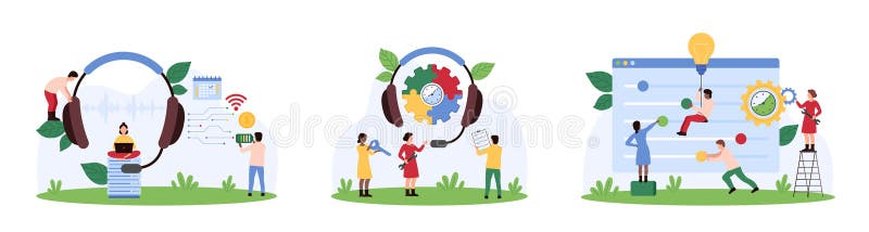 Tech Support Service, Control Panel Set, Tiny People Move Sliders, Work ...