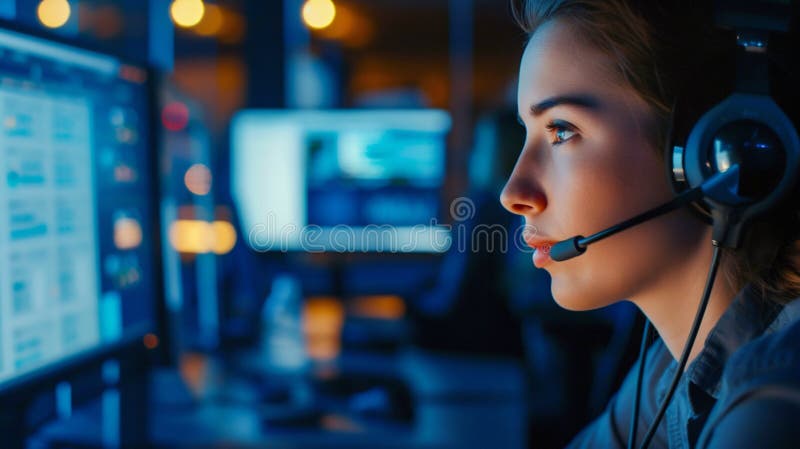 Tech Support Specialist Monitoring Data on Computer Screens. Generative ...