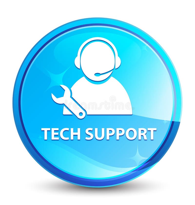 Tech Support Splash Natural Blue Round Button Stock Vector ...