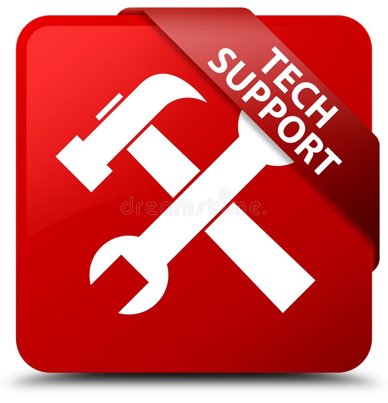 Tech Support (tools Icon) Red Square Button Red Ribbon in Corner Stock ...