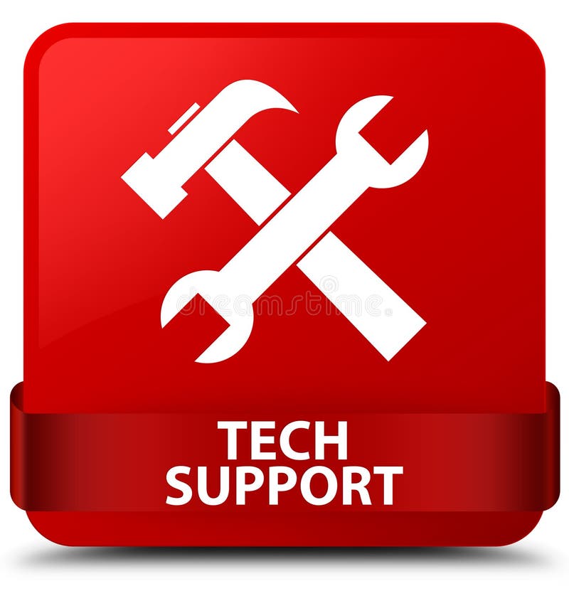 Tech Support (tools Icon) Red Square Button Red Ribbon in Middle Stock ...