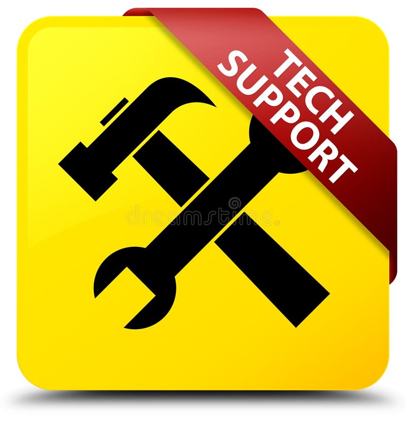 Tech Support (tools Icon) Yellow Square Button Red Ribbon in Cor Stock ...