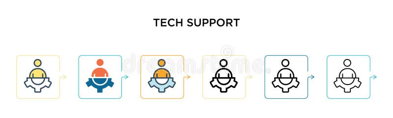Tech Support Vector Icon in 6 Different Modern Styles. Black, Two ...