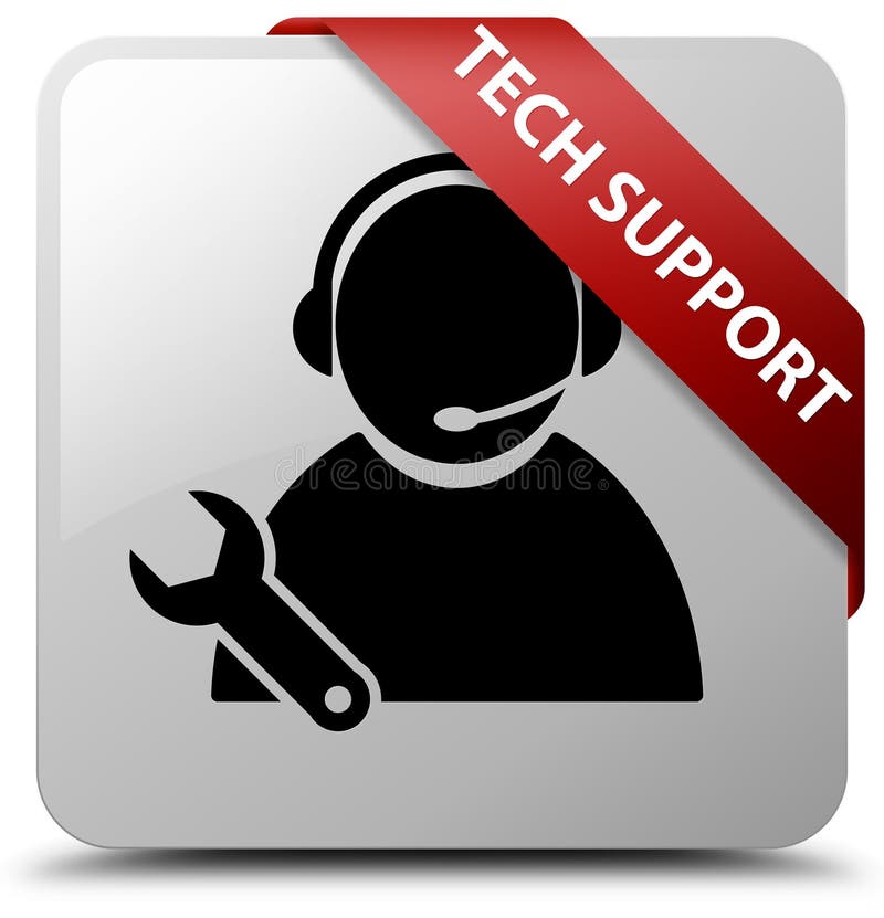Tech Support White Square Button Red Ribbon in Corner Stock ...
