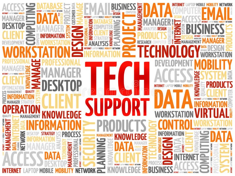 Tech support word cloud stock illustration. Illustration of calling ...