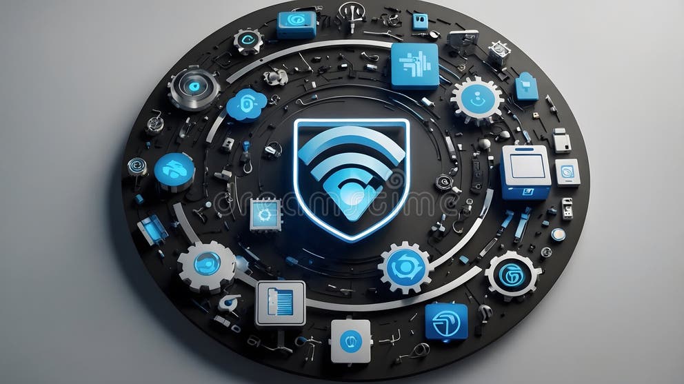 Tech Symbols in Circular Pattern Representing the Essence of Modern ...