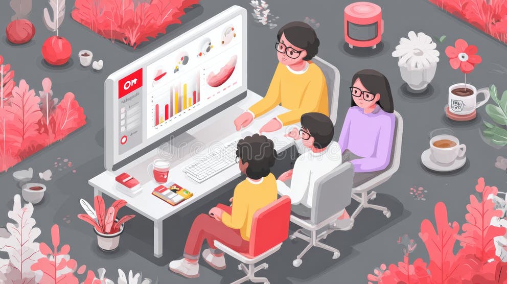 Tech Team Collaborating Via Holographic UI - AI-generated Pastel ...