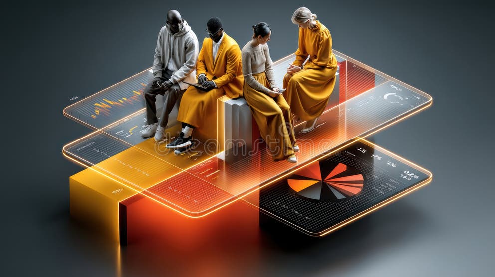 Tech Team Collaborating Via Holographic UI - AI-generated Pastel ...